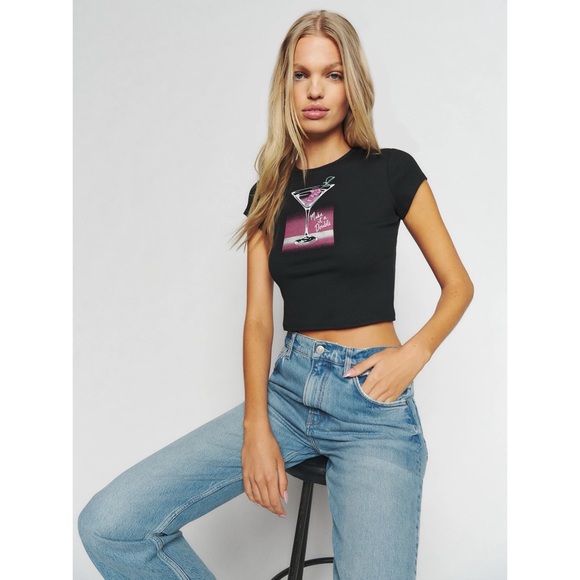 Reformation | Tops | Reformation Muse Short Sleeve Ribbed Graphic Martini Tee In Make It A ...